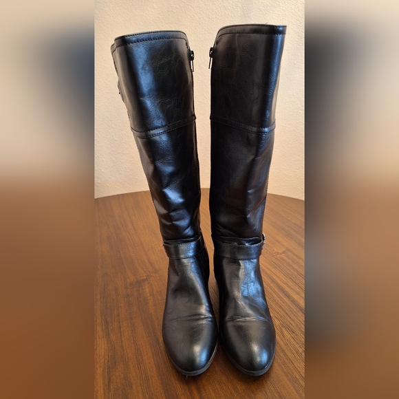Unisa | Shoes | Unisa Tall Black Riding Boots Wide Calf Round Toe Block ...